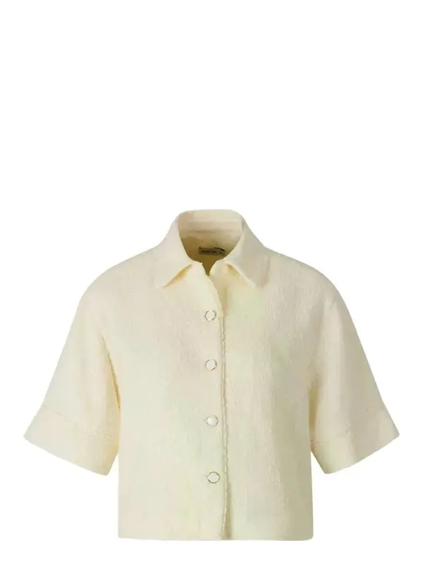Simkhai Bouclé Knit Cropped Shirt - Neutrals
