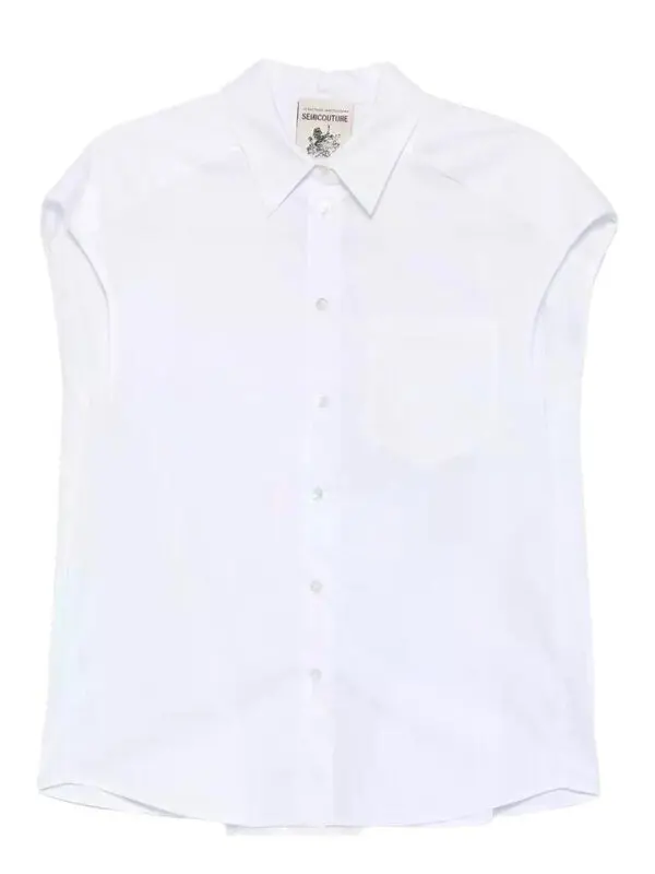 SEMICOUTURE Lottie Chest-pocket Sleeveless Shirt - White