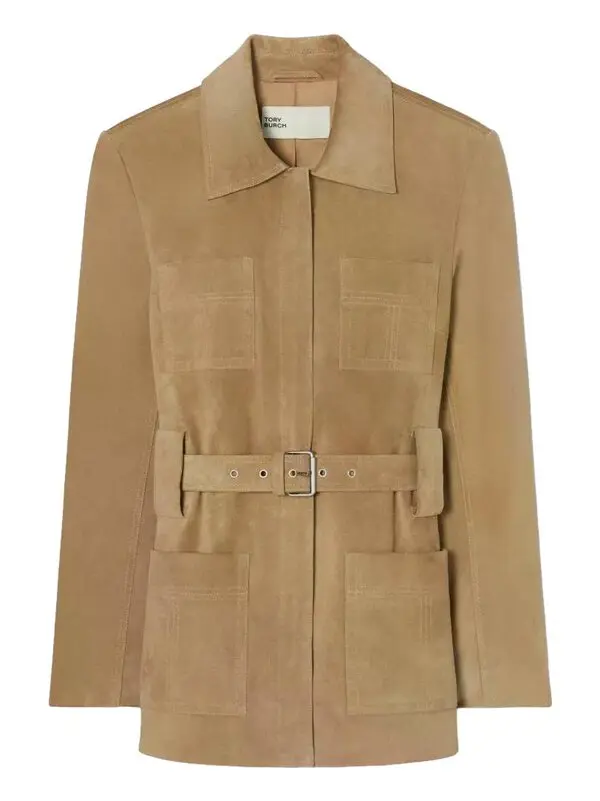 Tory Burch Belted Suede Jacket - Brown