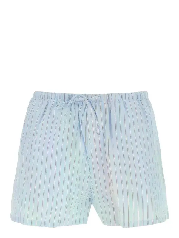 DUNST Striped Drawstring Shorts - Blue