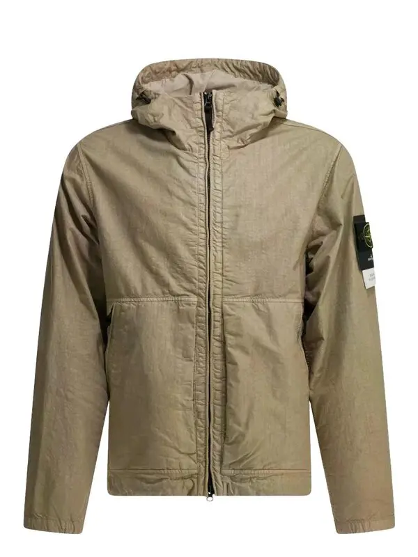 Stone Island Logo-patch Hooded Coat - Neutrals