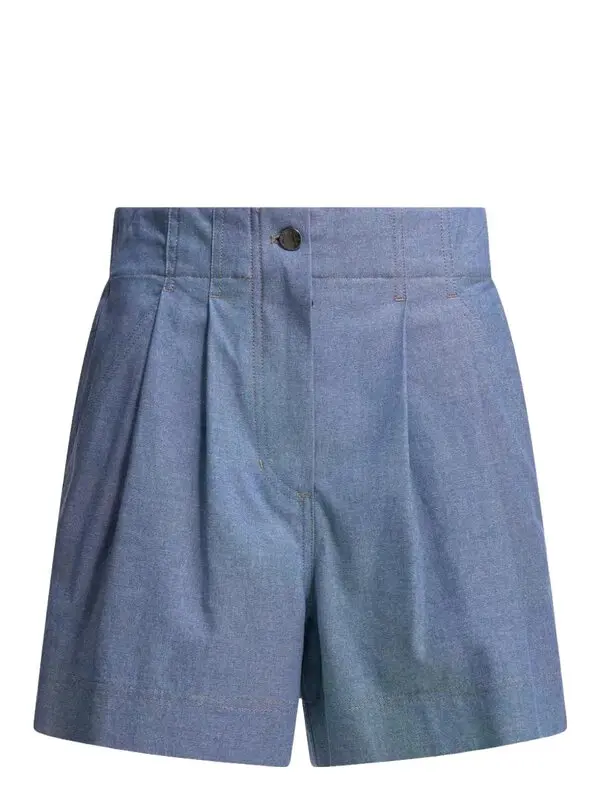 Moncler Pleated High-waisted Shorts - Blue