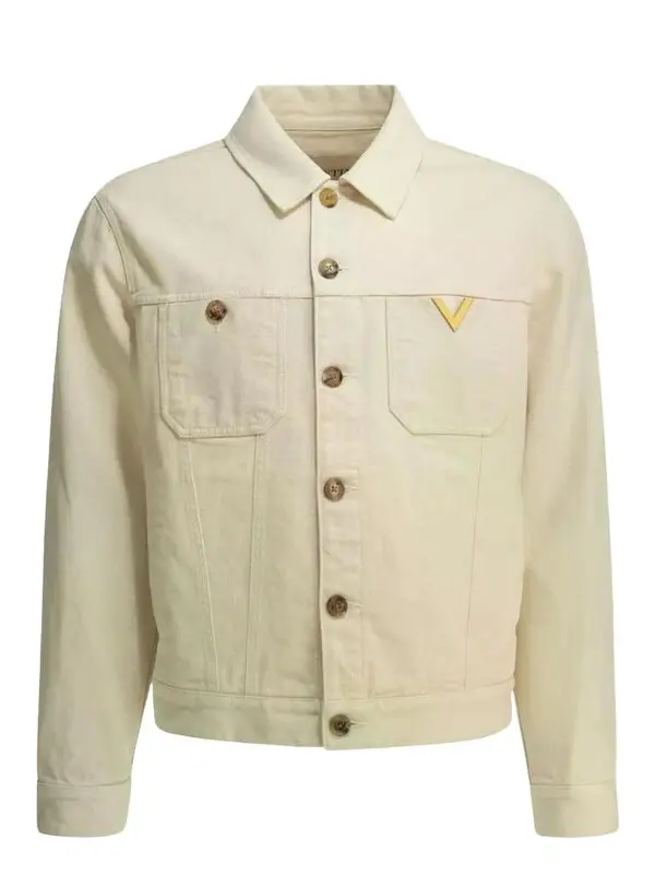 Valentino Garavani Logo-detail Denim Jacket - Neutrals