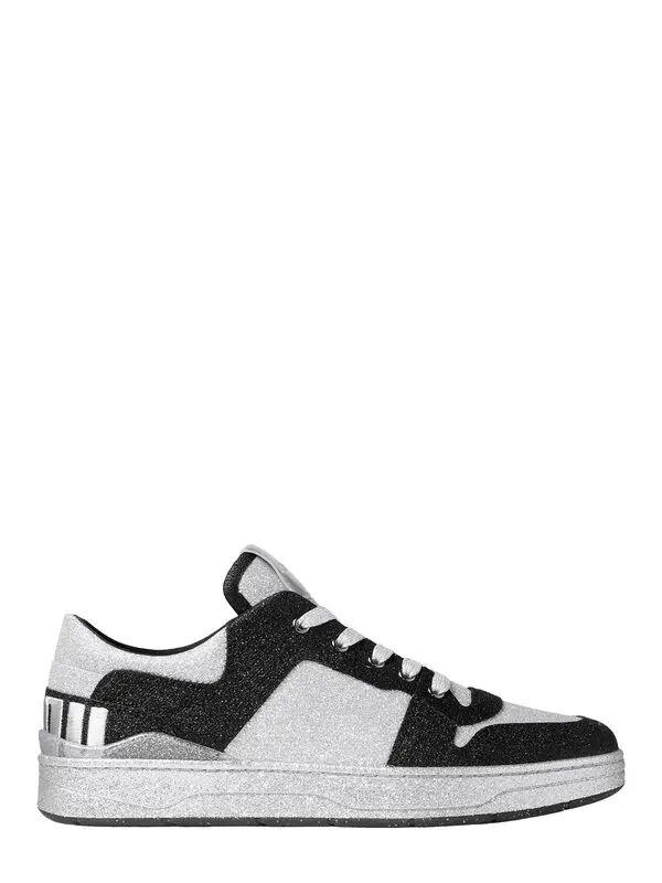 JIMMY CHOO Florent Glitter Fabric Trainers - X Black/silver
