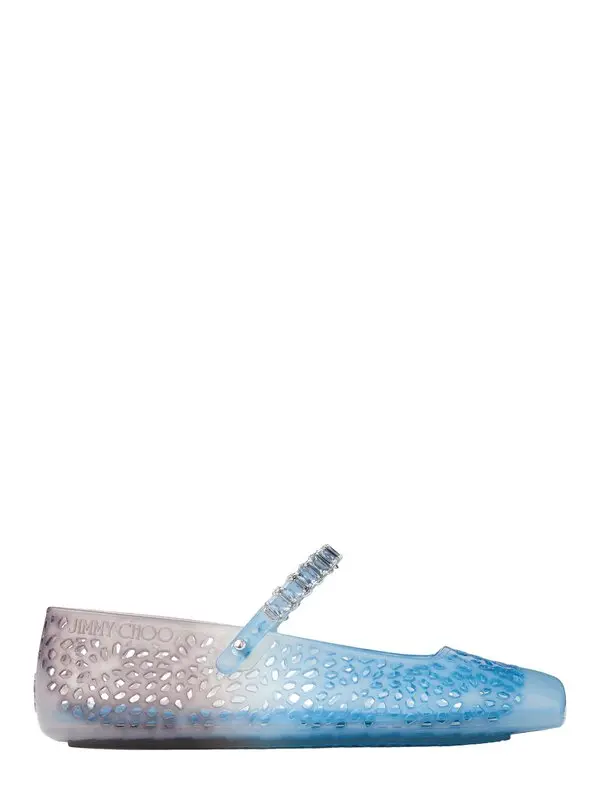 JIMMY CHOO Jelly Ballerina Flats With Crystal Embellishment - Denim/denim