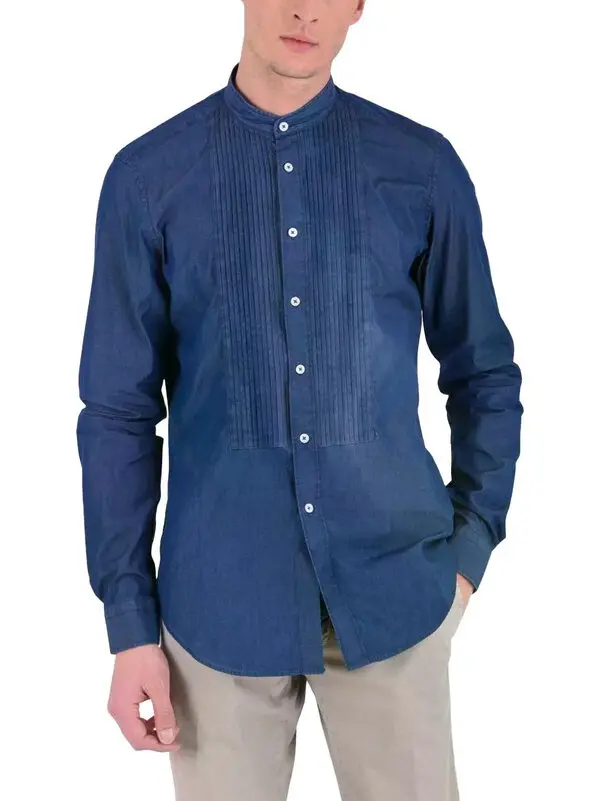 DELL'OGLIO Stitched Bib Shirt - Blue