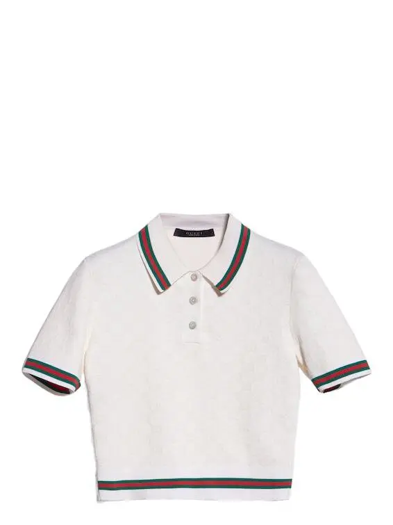 Gucci Gg Extra Fine Cotton Jacquard Polo Shirt - White