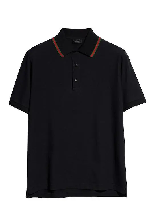 Gucci Cotton Jersey Piquet Polo Shirt - Black