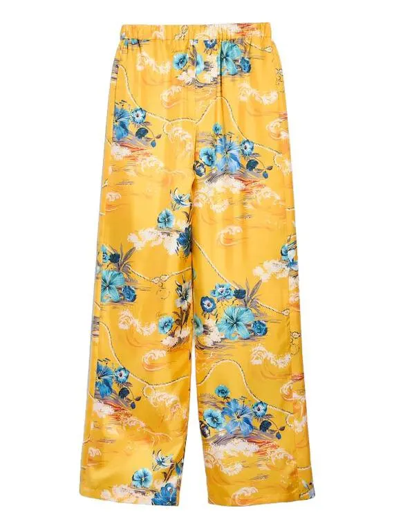 Gucci Printed Silk Twill Leisure Pants - Yellow