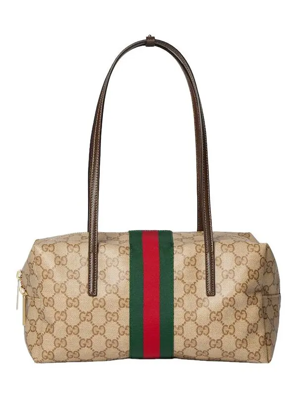 Gucci Melrose Medium Boston Bag Gg Canvas - Beige