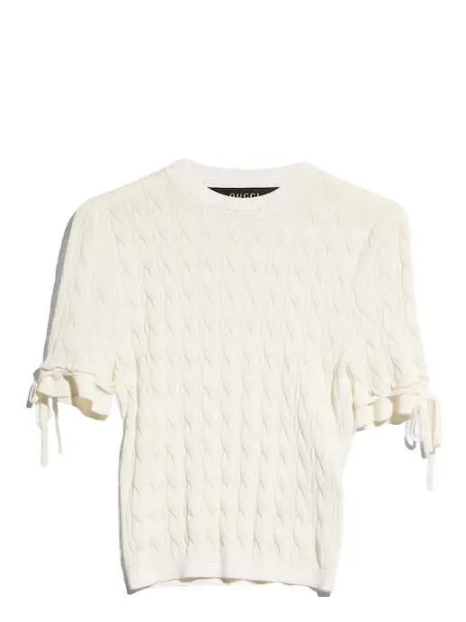 Gucci Braided Cotton Blend Top - White