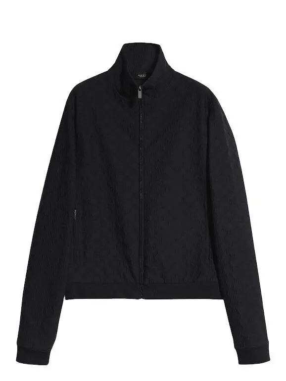 Gucci Gg Jersey Jacquard Zip Jacket - Black