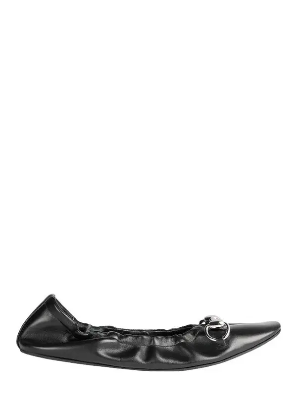 Gucci Horsebit Leather Ballerina Flat - Black