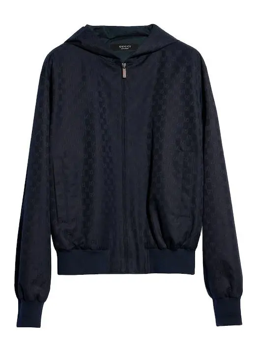 Gucci Gg Cotton Canvas Zip Jacket - Blue