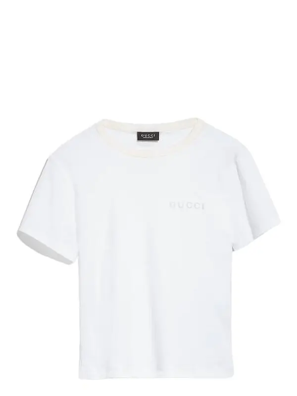 Gucci Cotton Jersey T-shirt With Velvet Embroidery - White