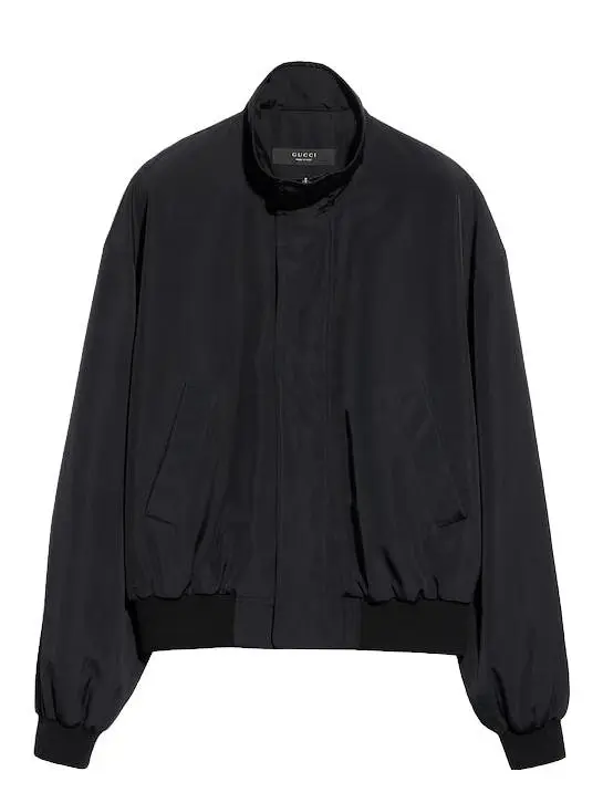 Gucci Light Cotton Acetate Faille Zip Jacket - Black