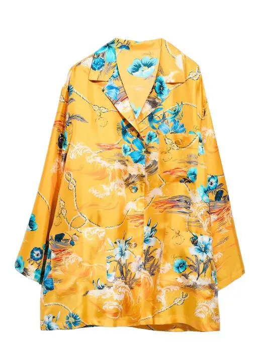 Gucci Printed Silk Twill Shirt - Yellow