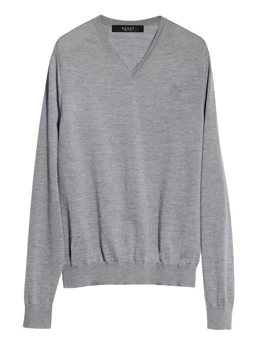 Gucci Fine Wool Sweater With Embroidery - Black