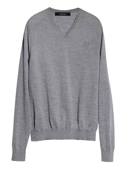 Gucci Fine Wool Sweater With Embroidery - Black
