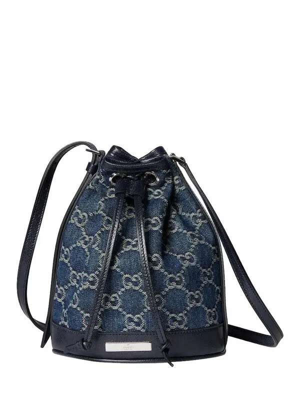Gucci Mini Bucket Bag With Plaque - Blue