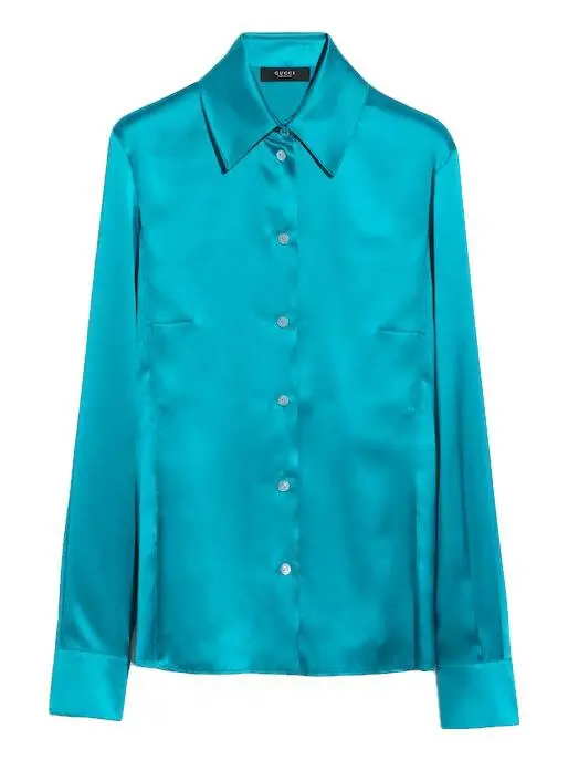 Gucci Silk Satin Shirt - Blue