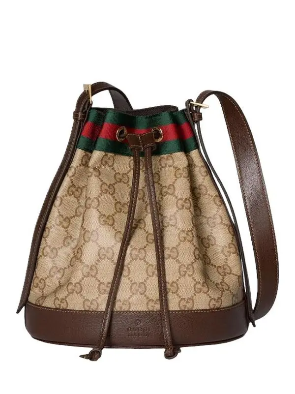 Gucci Venice Small Bucket Bag Gg Canvas - Beige