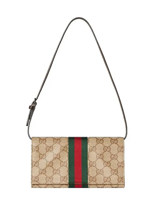 Gucci Small Pouch With Strap And Web Gg Canvas - Beige