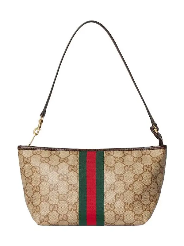 Gucci Small Pouch With Strap And Web Gg Canvas - Beige