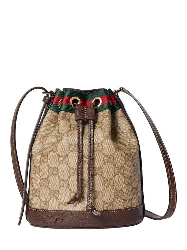 Gucci Mini Bucket Bag With Web Gg Canvas - Beige