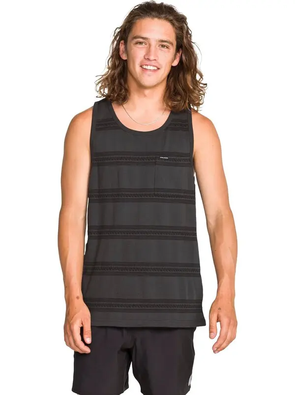 Volcom Striped Tank Top - Antique Black