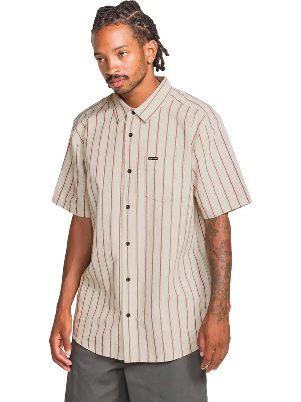 Volcom Sato Stripe Short Sleeve Shirt - Stone