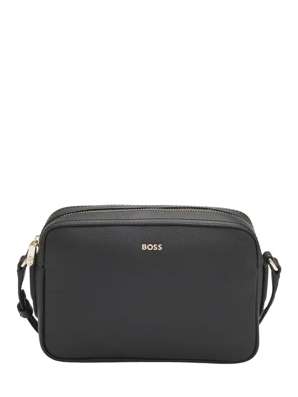BOSS Grained Leather Crossbody Bag - Black