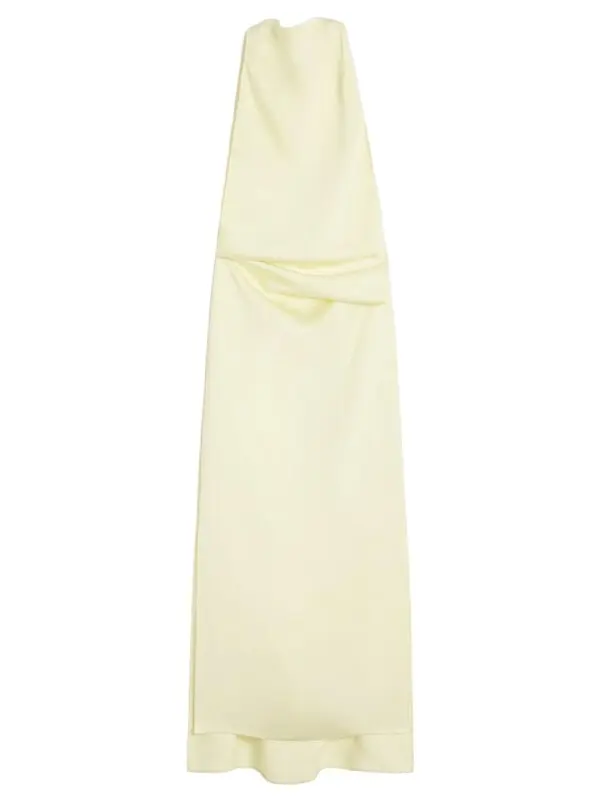 Max Mara Viscose Satin Draped Dress - Light Yellow