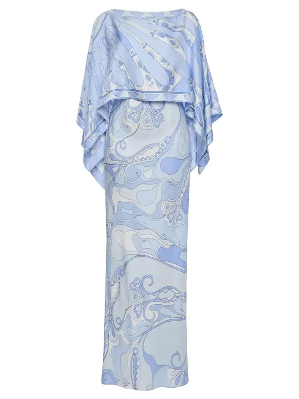 Emilio Pucci Draped Silk-twill Bolero Maxi Dress - Blue