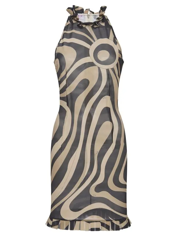 Emilio Pucci Printed Mesh Mini Dress - Black