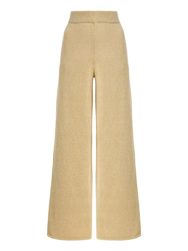 ZULU & ZEPHYR La Isla Lurex Knit High-waist Pants - Gold
