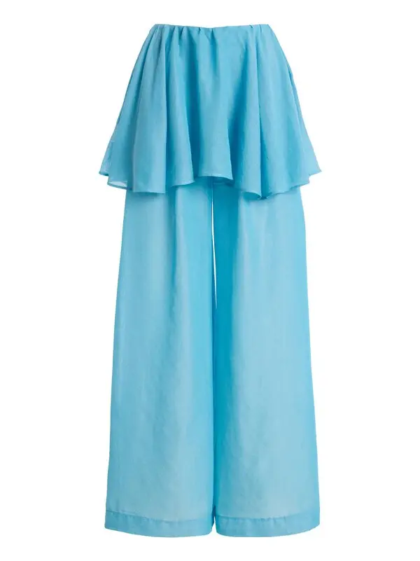 MARRAKSHI LIFE Cotton Peplum Pants - Blue