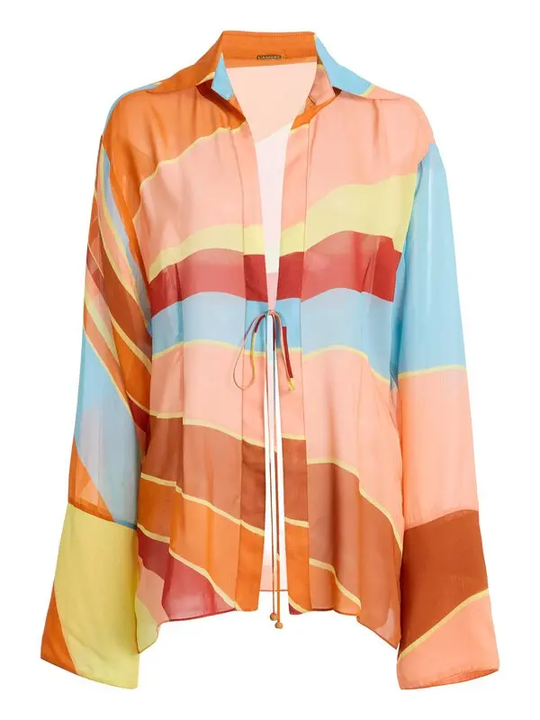 CALA DE LA CRUZ Rosalia Striped Georgette Top - Multi