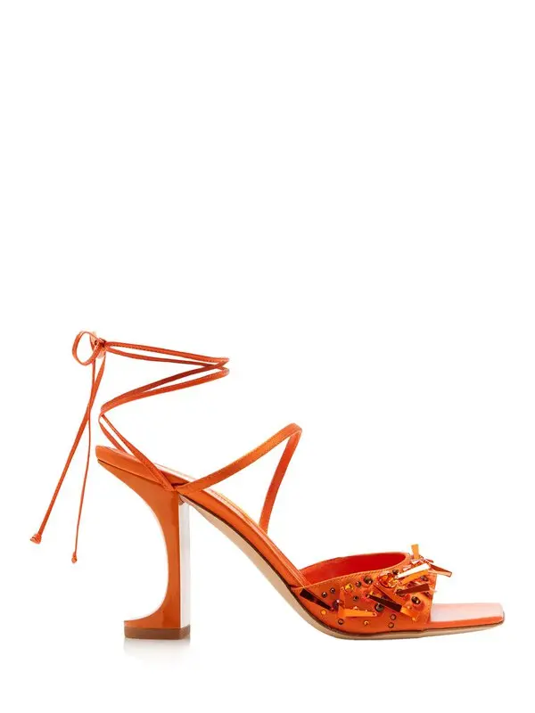 IZIE Exclusive La Isla Arno Embellished Satin Sandals - Orange