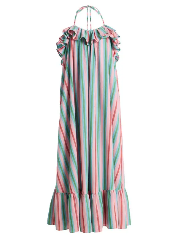 MARRAKSHI LIFE Ruffled Cotton Slip Dress - Pink