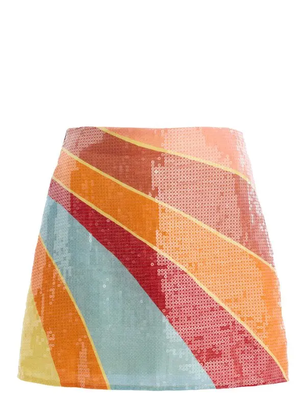 CALA DE LA CRUZ La Isla Eve Sequined Linen Mini Skirt - Multi