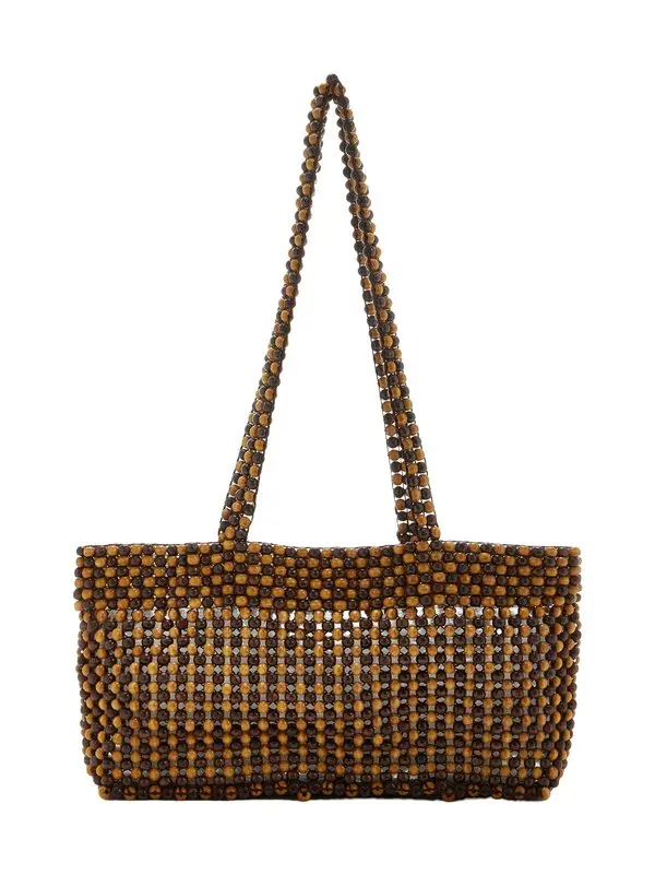 CORDERA La Isla Wood-beaded Mini Bag - Brown