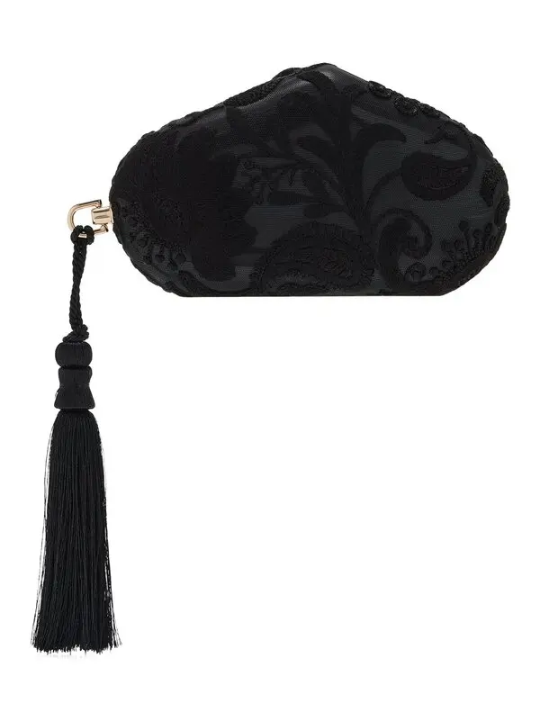 MARLIES GRACE Exclusive La Isla Marlies Lace-trimmed Wooden Clutch - Black
