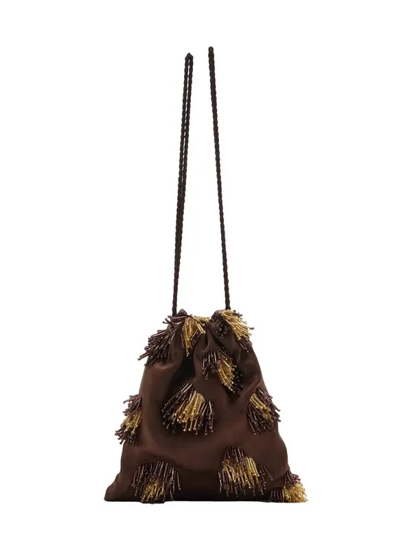 LIZZIE FORTUNATO La Isla Gala Beaded Pouch - Brown