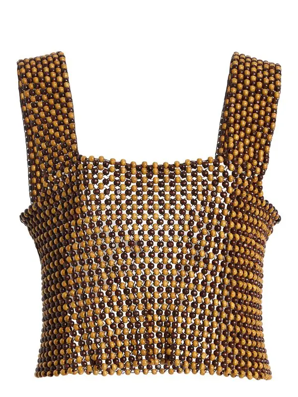 CORDERA Wood-beaded Top - Brown
