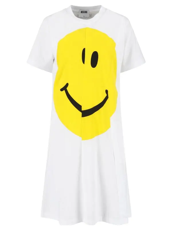 Moschino Smiley Print Dress - White