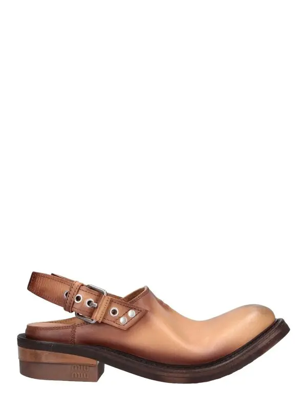 Miu Miu Clog "foule" In Antiqued Calfskin - Brown