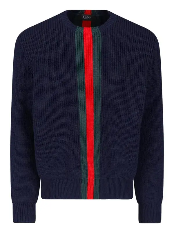 Gucci Ribbed Web Sweater - Blue