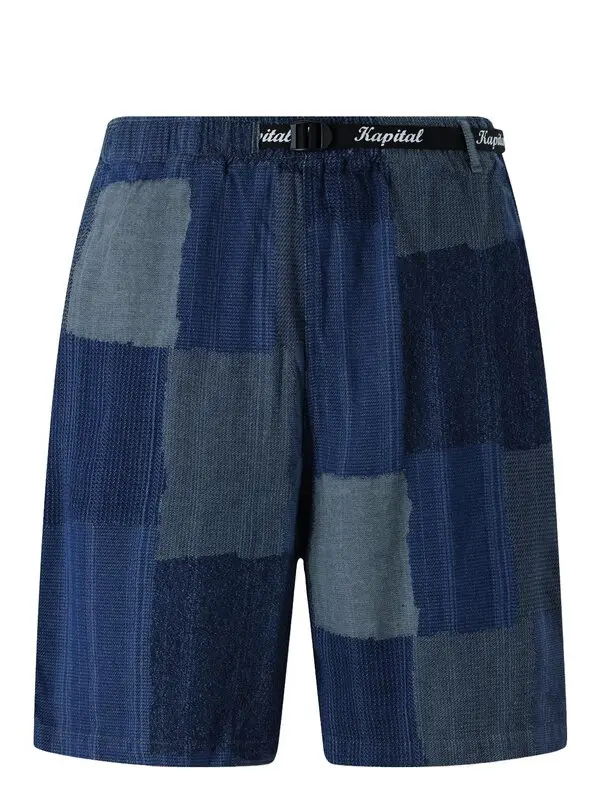 Kapital Tugihagi Straight-leg Patchwork Cotton Shorts - Blue