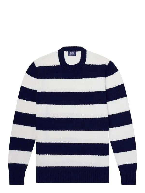 William Lockie Striped Cotton Sweater - Blue
